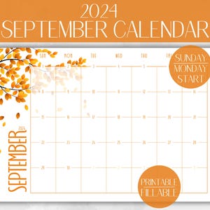September 2024 Calendar Printable Fillable September Calendar 2024 ...