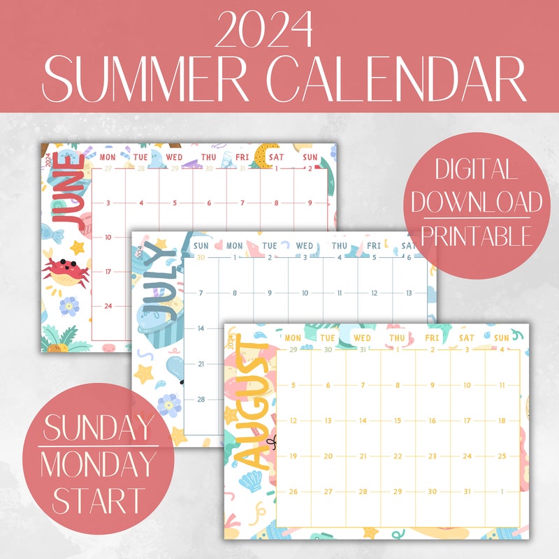 Summer 2024 Calendar - Etsy