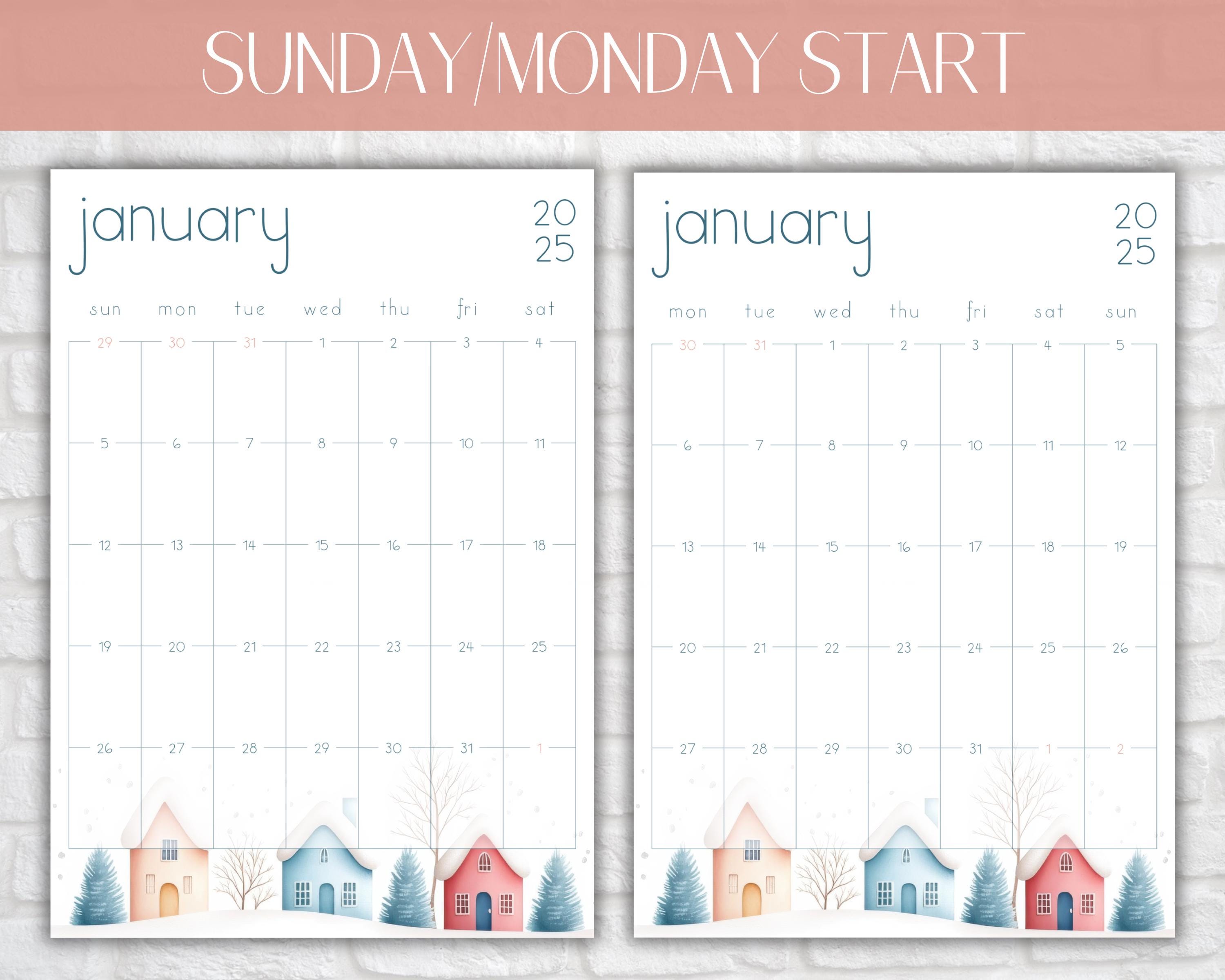 January 2025 Calendar Printable Fillable Vertical January Calendar 2025 ...
