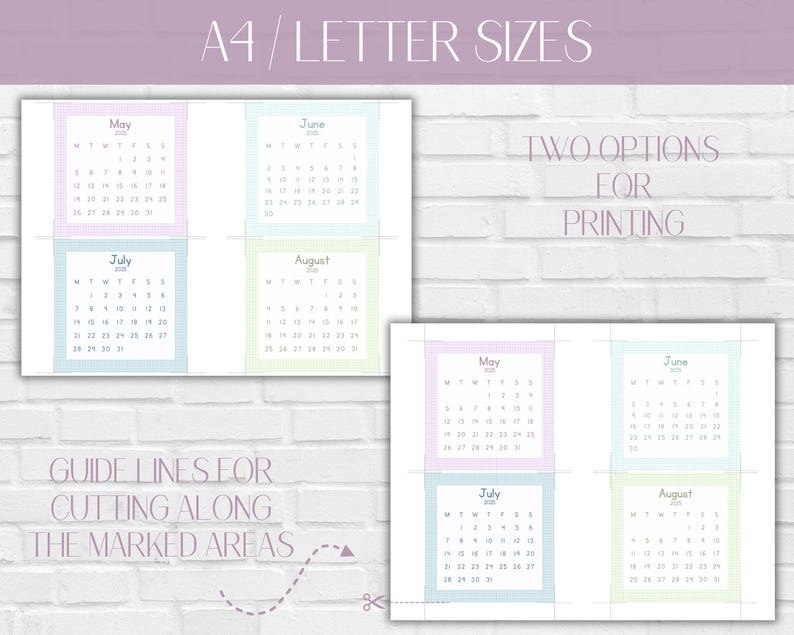 2025 Mini Checkered Calendar: Printable Desk or Planner (digital ...