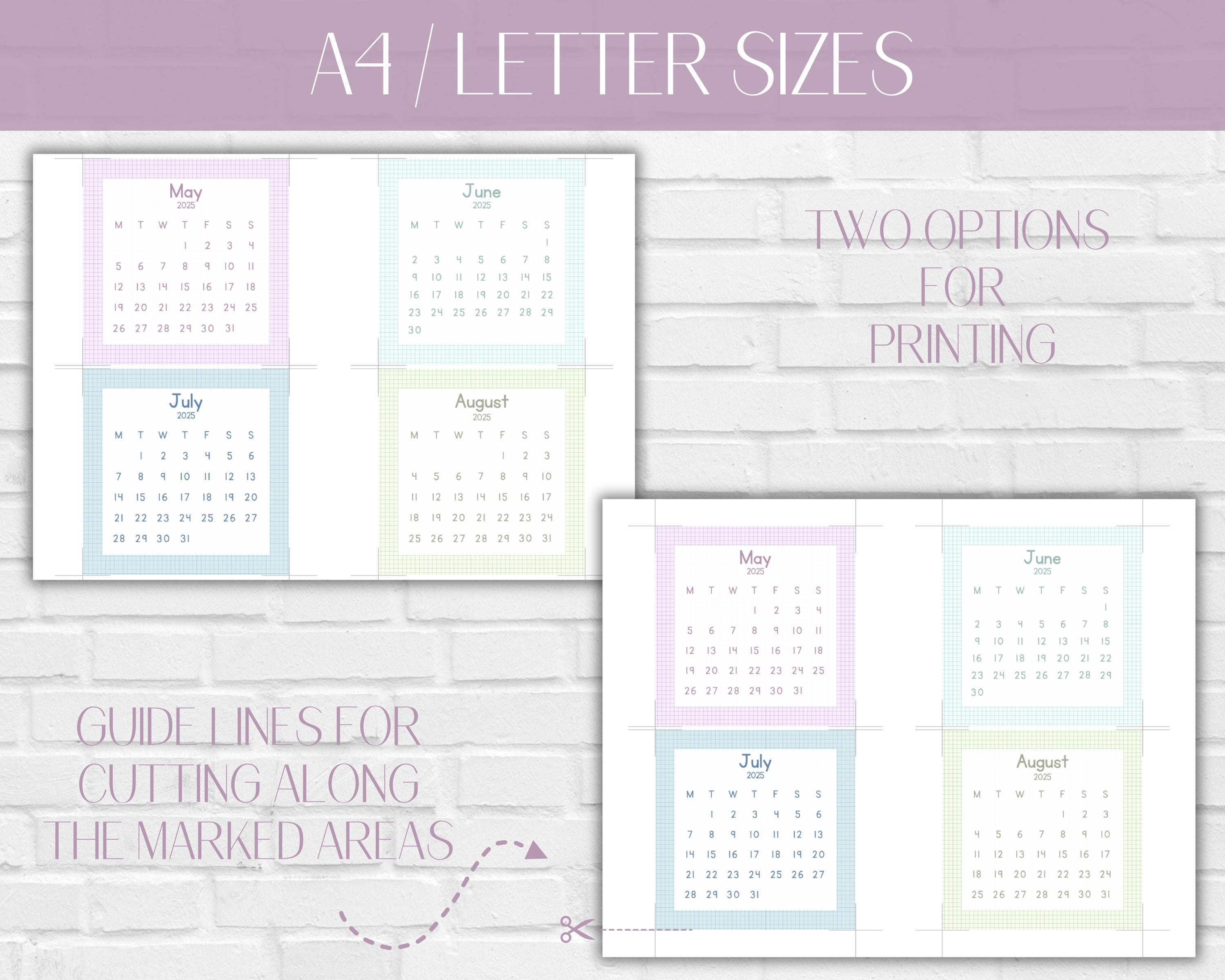 Mini Calendar 2025 Printable Mini Calendar 2025 Journal Calendar ...