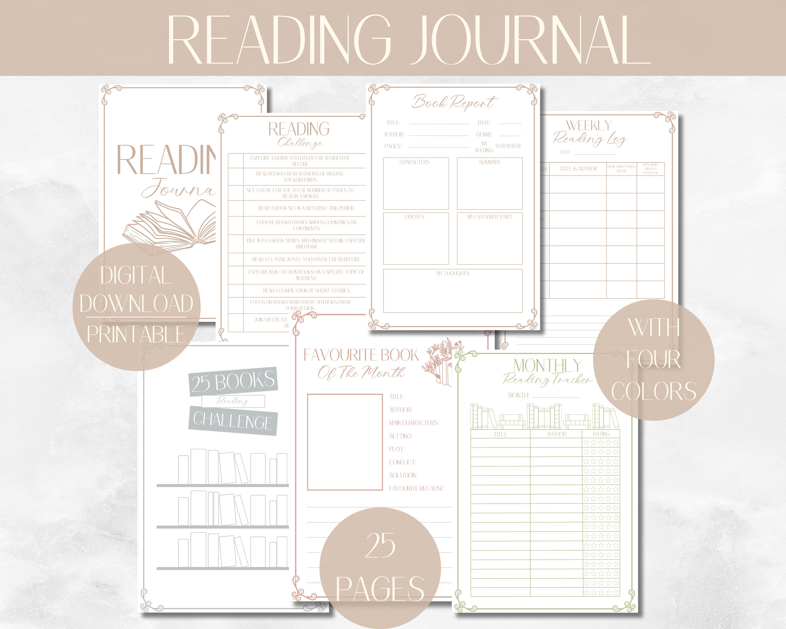 Printable Reading Journal Printable Reading Planner Book Journal Book ...