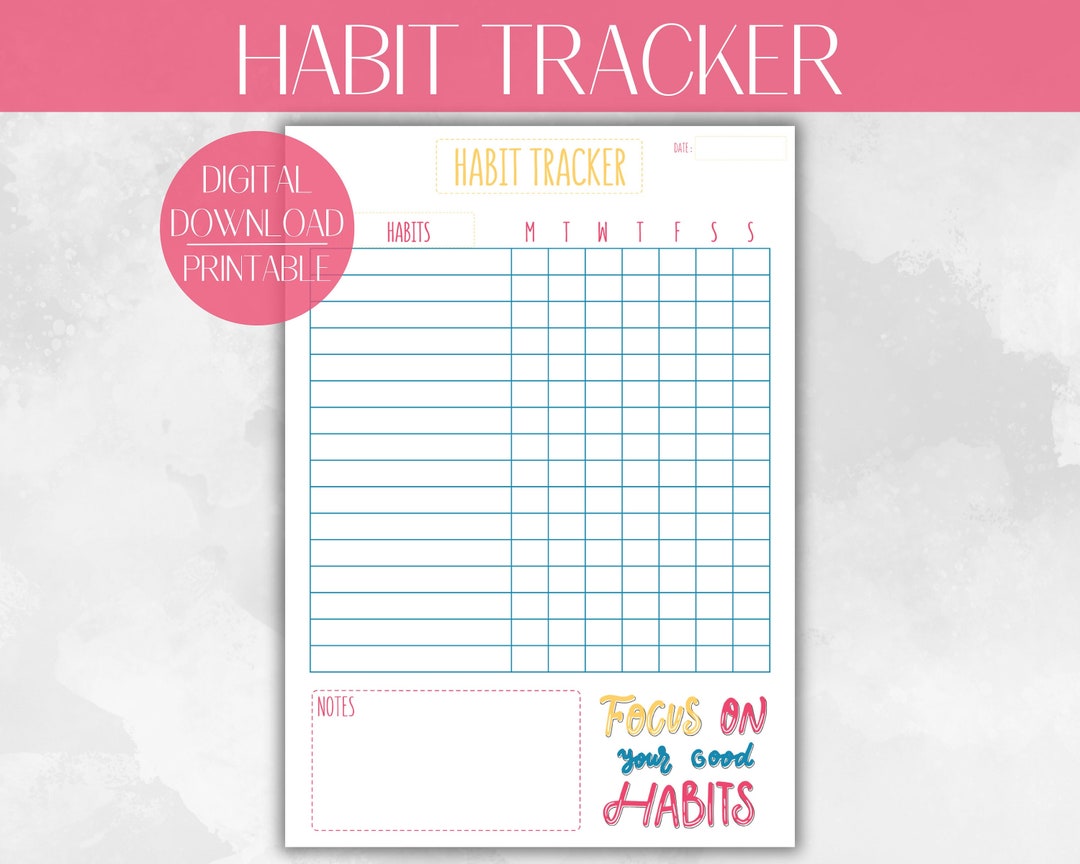Weekly Habit Tracker Printable Habit Tracker Digital Habit Tracker ...
