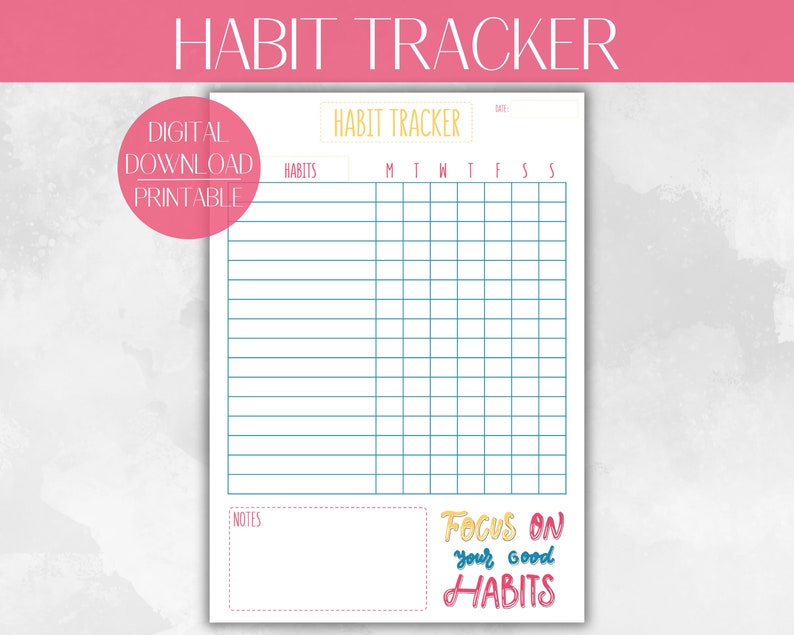 Weekly Habit Tracker Printable Habit Tracker Digital Habit Tracker ...