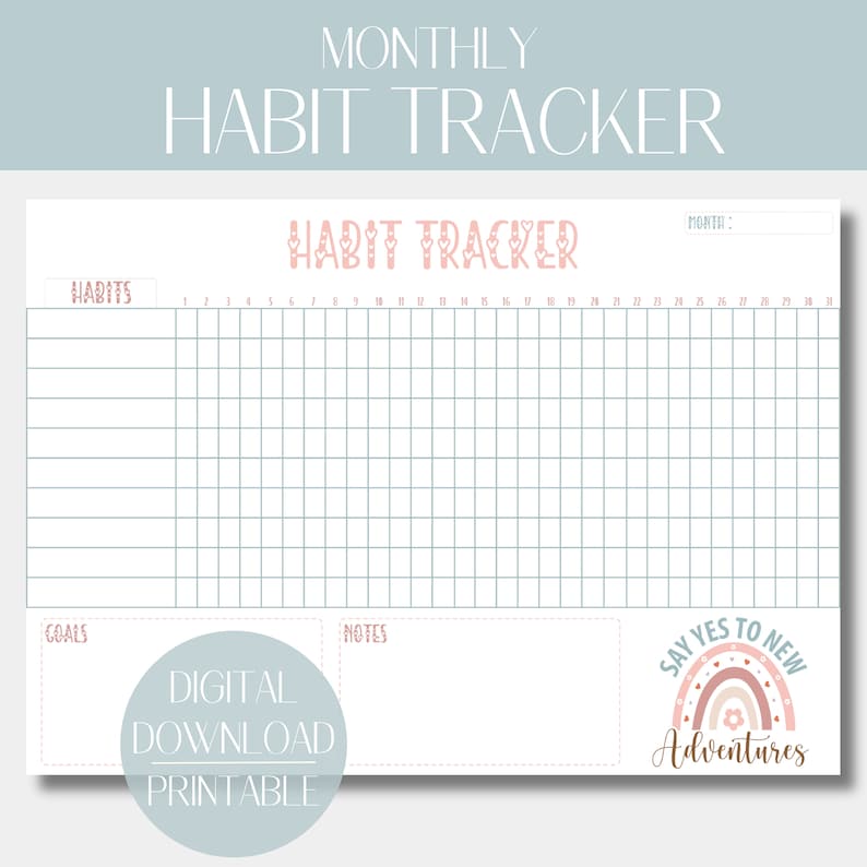 Printable Habit Tracker| Monthly Habit Tracker | Habit Tracker ...