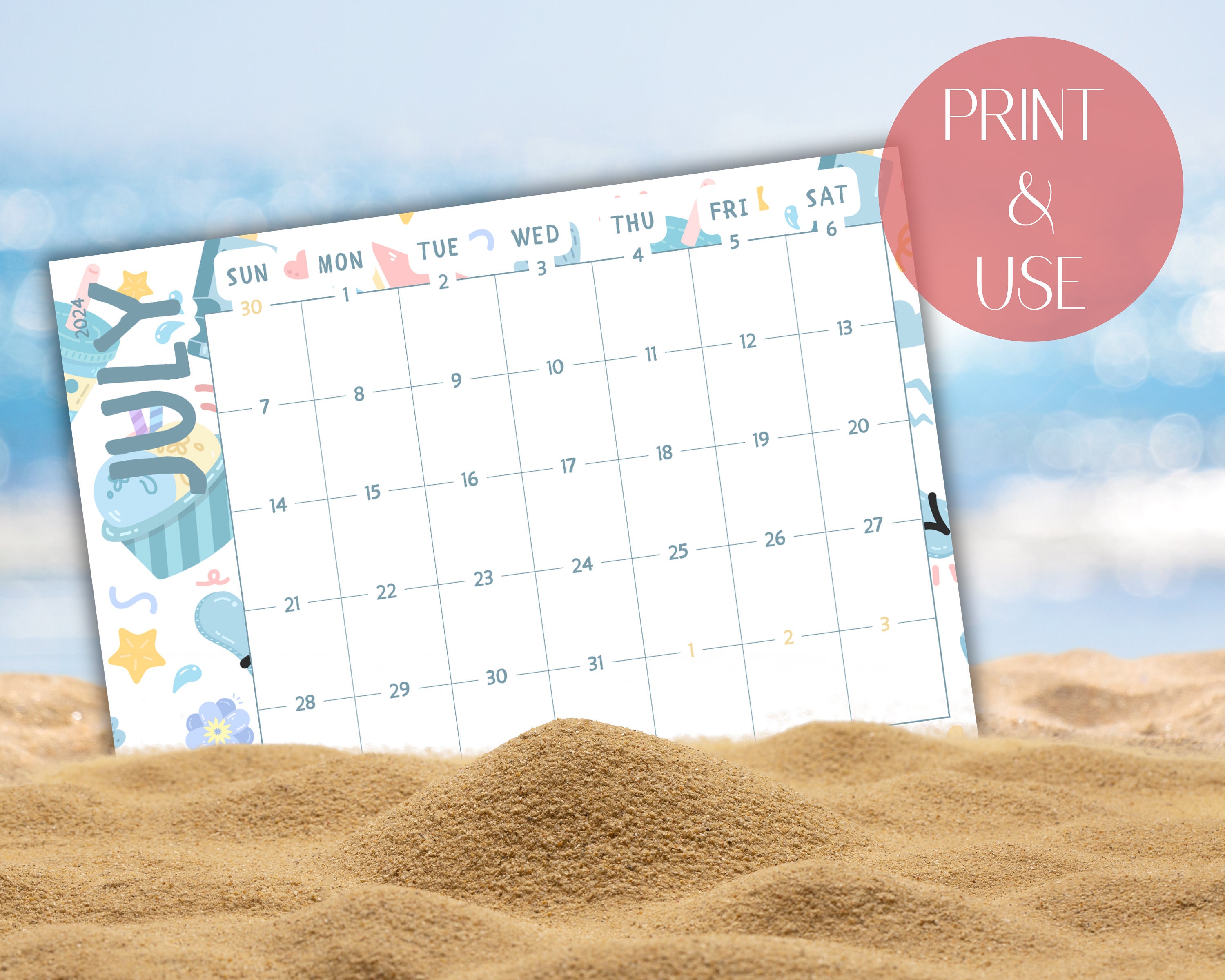 Summer Calendar Printable Summer Calendar 2024 Summer Planning Calendar ...