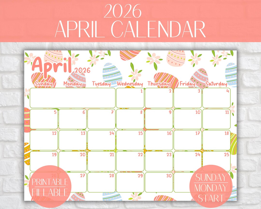 Calendrier avril 2026 | Agenda thématique ufs de Pâques (téléchargement ...