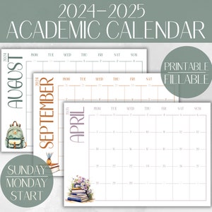 School Calendar 2024 2025 Printable Fillable Academic Calendar 2024 ...