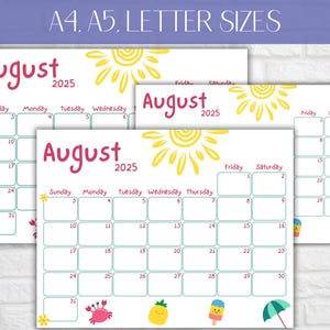 2025-2026 School Calendar Printable: Fillable Academic Planner (digital ...