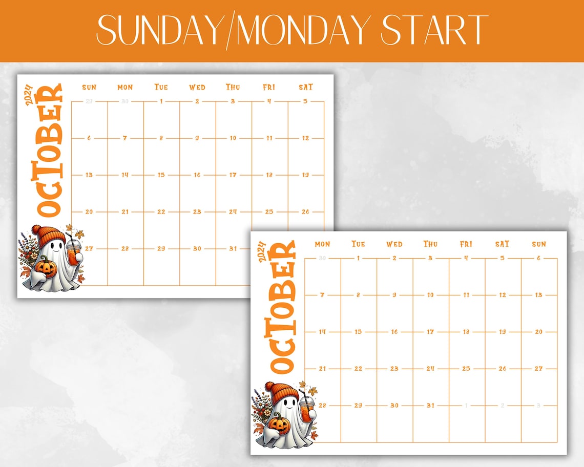 October 2024 Calendar Printable Fillable October Calendar Halloween ...
