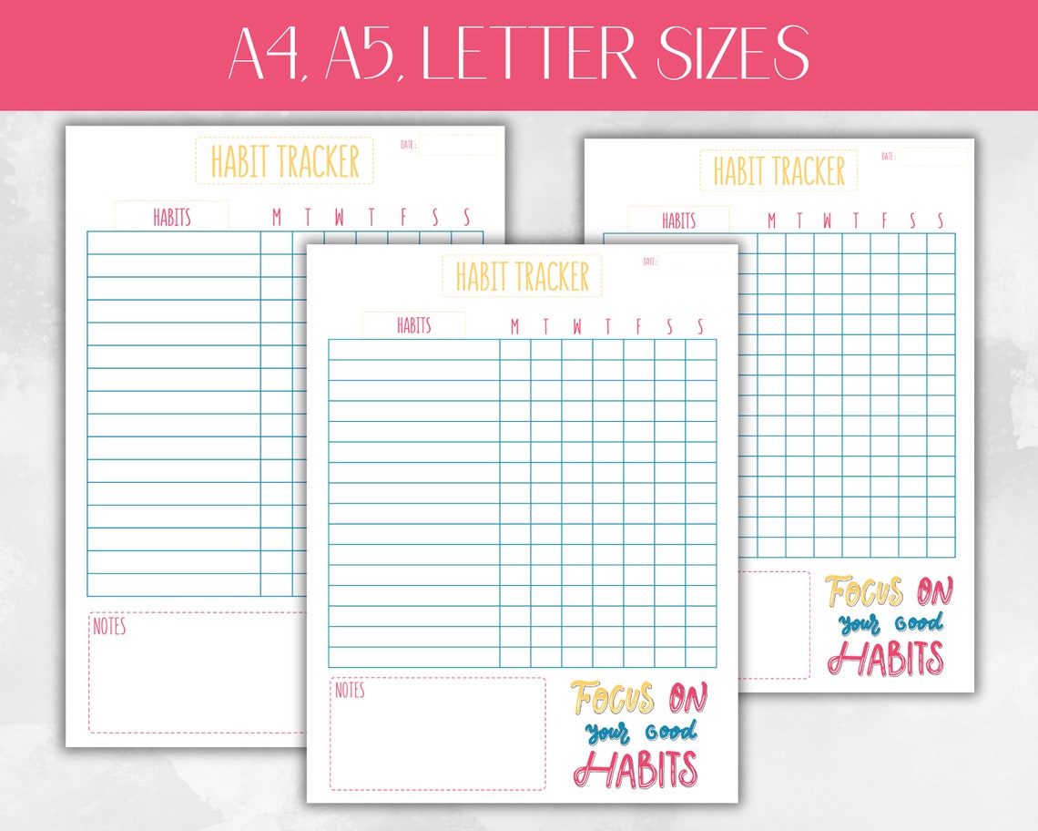 Weekly Habit Tracker Printable Habit Tracker Digital Habit Tracker ...