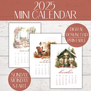Watercolor Mini Calendar 2025: Printable Desk or Wall (5x7) (digital ...