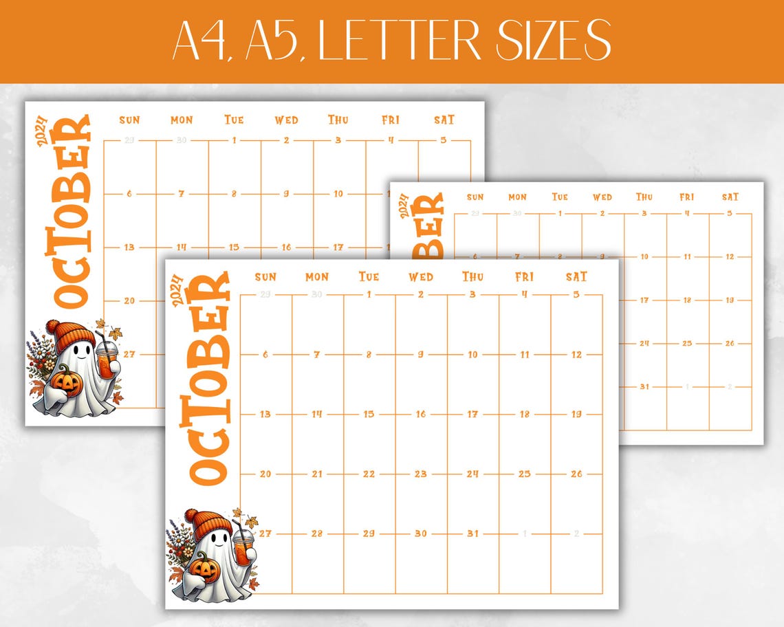 October 2024 Calendar Printable Fillable October Calendar Halloween ...