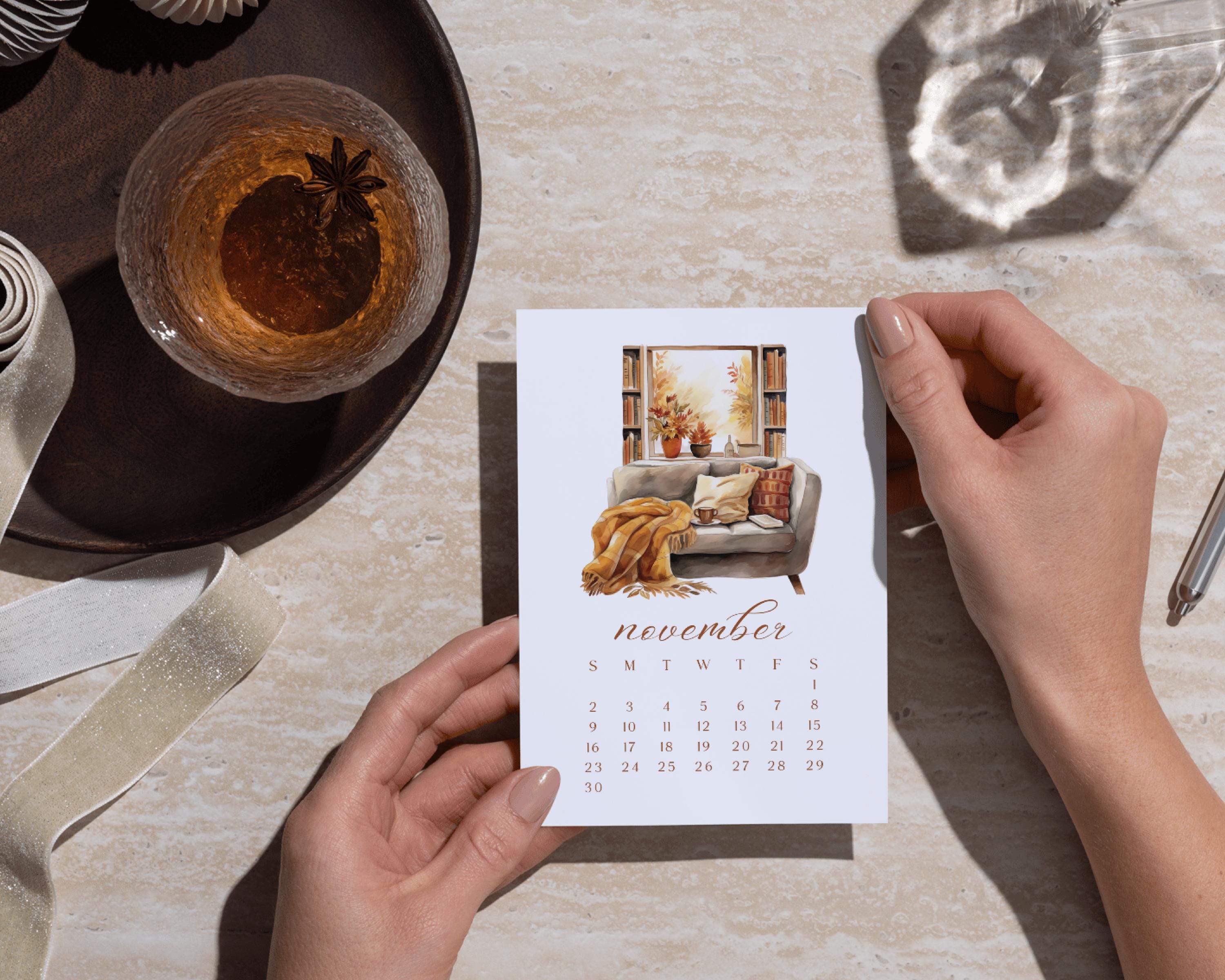Watercolor Mini Calendar 2025: Printable Desk or Wall (5x7) (digital ...