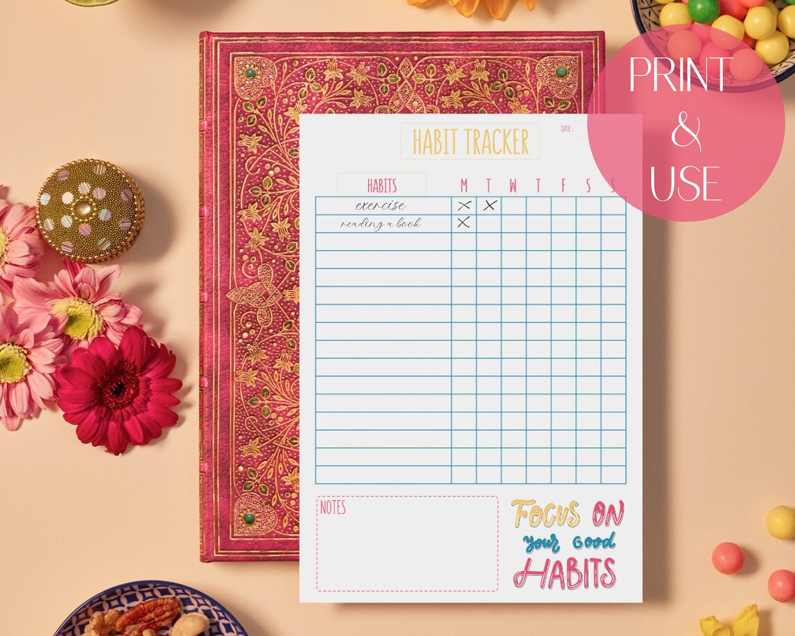 Weekly Habit Tracker Printable Habit Tracker Digital Habit Tracker ...