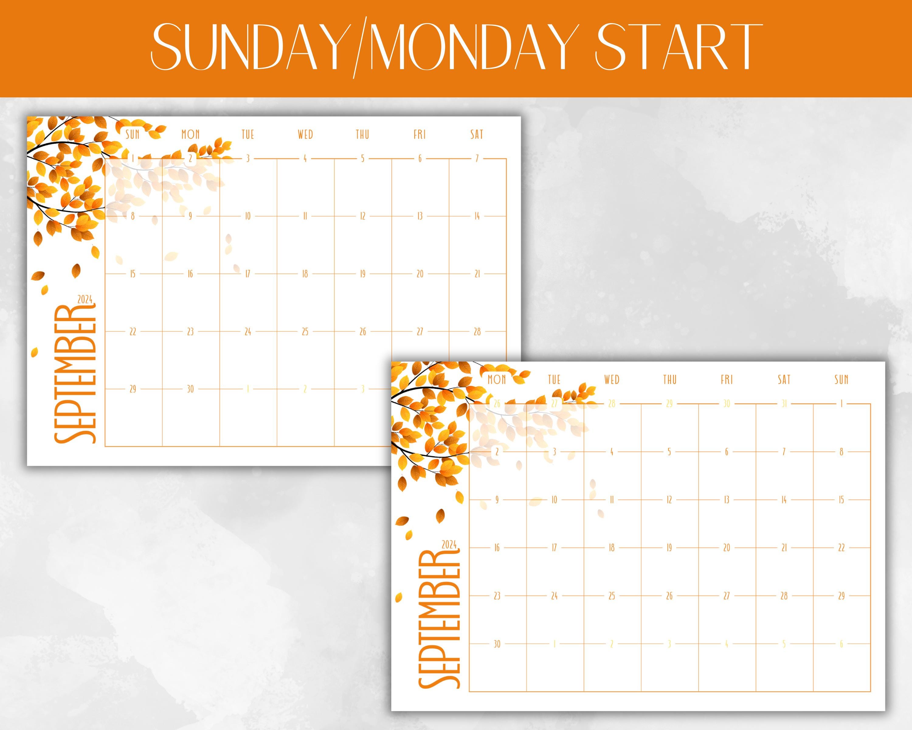 September 2024 Calendar Printable Fillable September Calendar 2024 ...