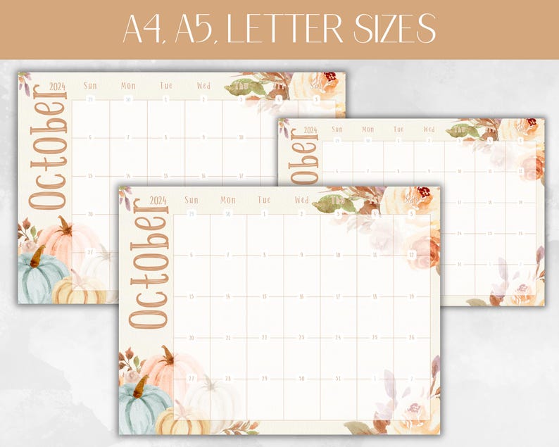 October 2024 Calendar Printable Fillable October Calendar 2024 Autumn ...