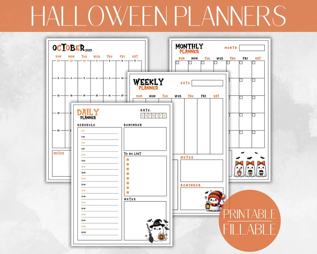 Halloween Planner Set: Spooky Daily, Weekly, Monthly (digital Download ...