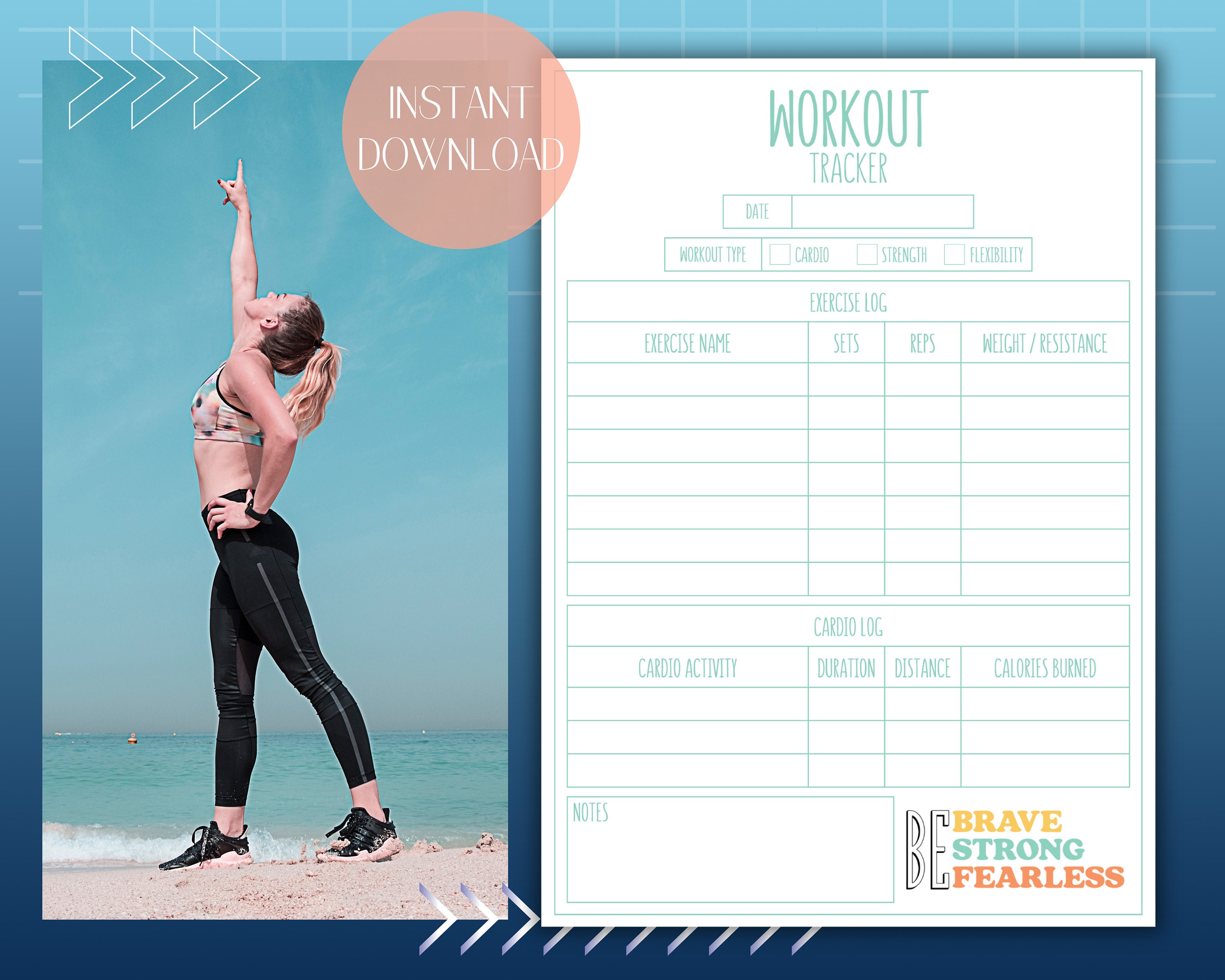 Workout Tracker Printable Workout Journal Printable Workout Planner ...