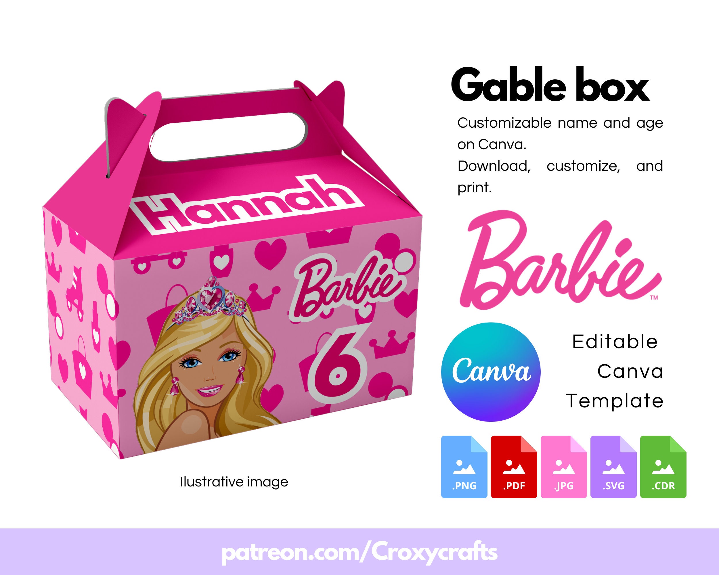 Barbie Gable Box / Candy Box / Printable Files / Svg Png Pdf Svg ...