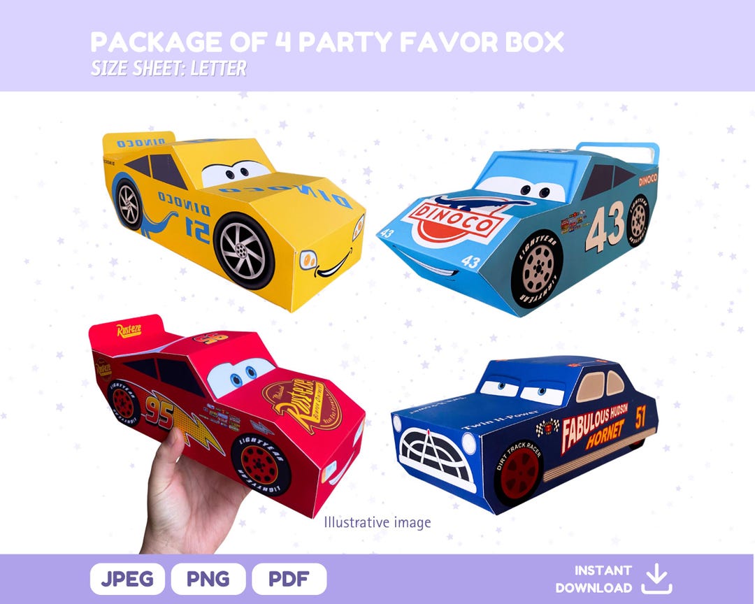 Package of 4 Candy Box Templates for Cars / Candy Box / Printable Cars ...