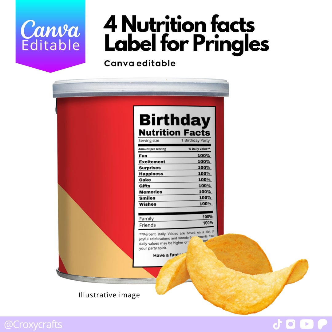 4 Nutrition Facts Label for Pringles / Canva Editable - Etsy