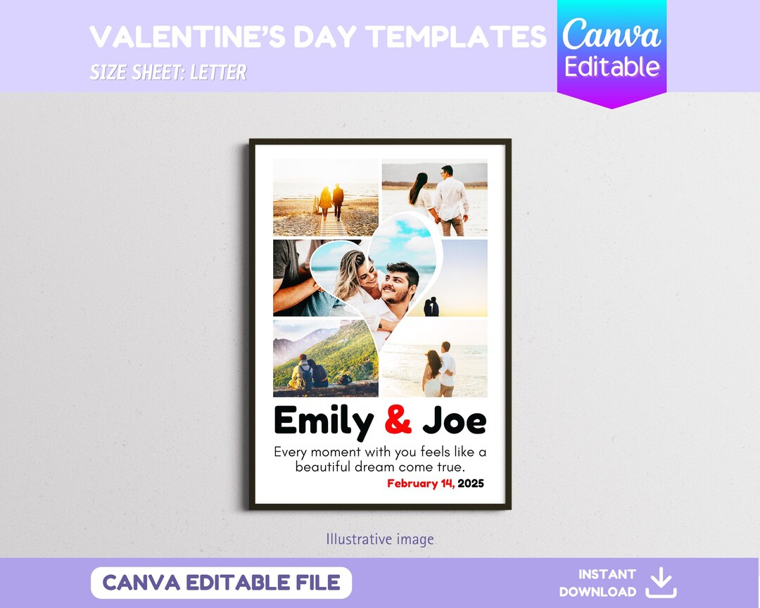 A4 Valentine's Day Template Customizable Printable Design Canva ...