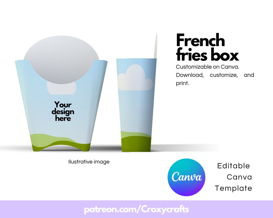 Editable Canva Template: 100% Printable French Fries Box Design - Etsy