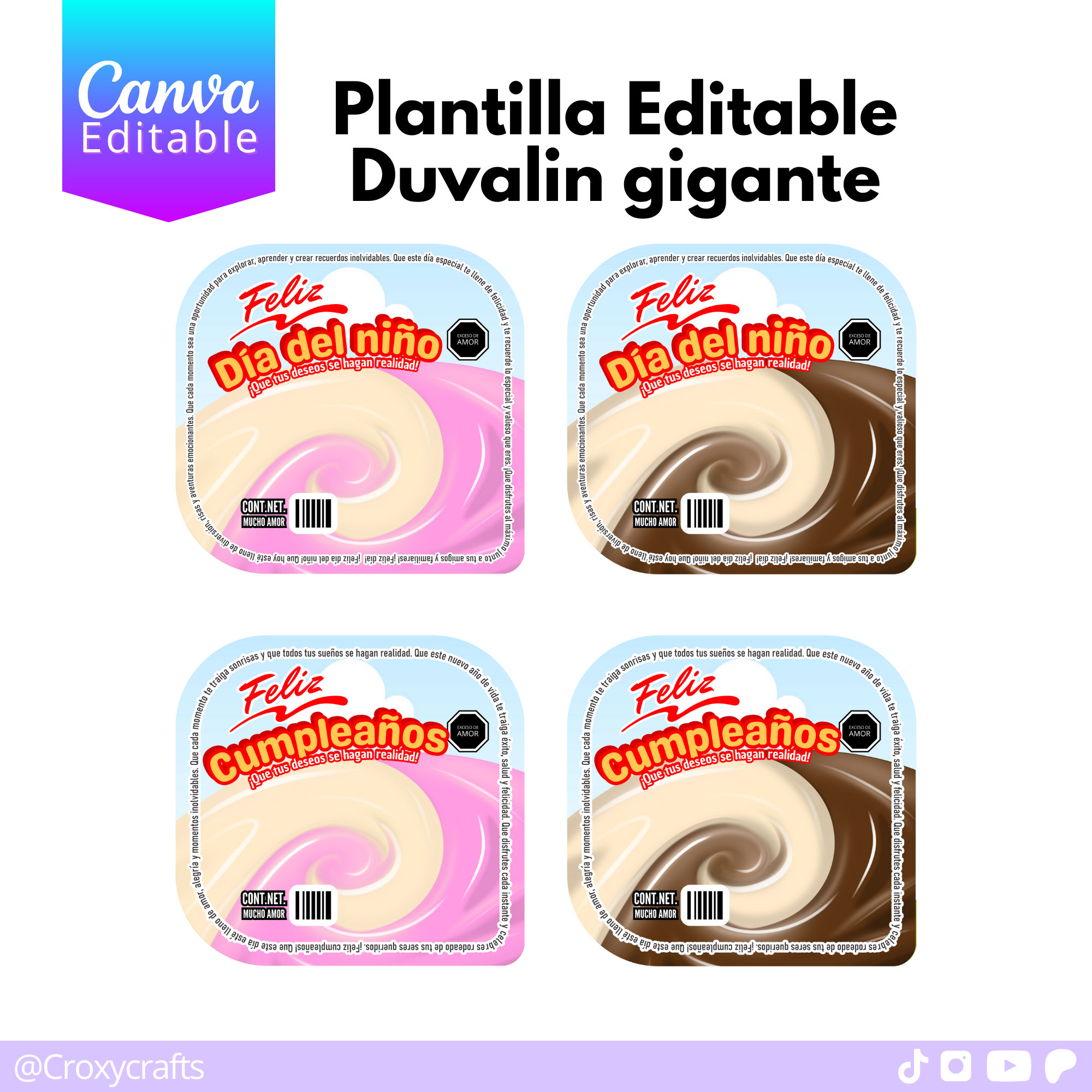 Giant Duvalin Editable Label / Children's Day and Birthday / Editable ...