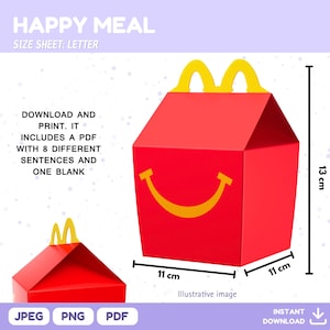 Happy Meal / Box Template / Favor Box / Gift Birthday - Etsy