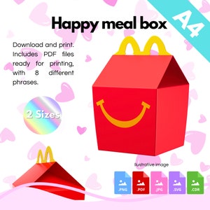Happy Meal / Box Template / Favor Box / Gift Birthday - Etsy