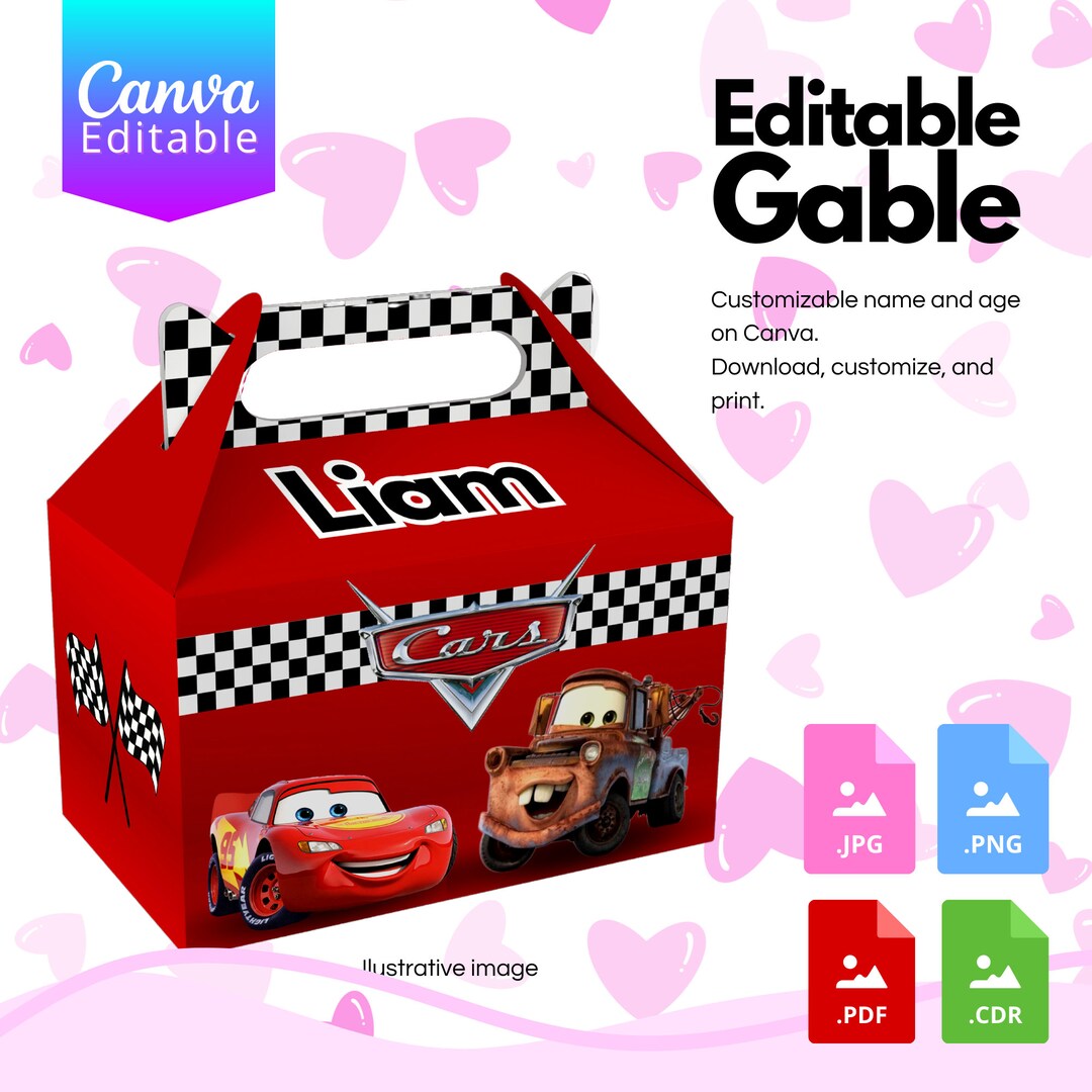 Cars Gable Box / Candy Box / Printable Files / Svg Png Pdf Svg / Candy ...