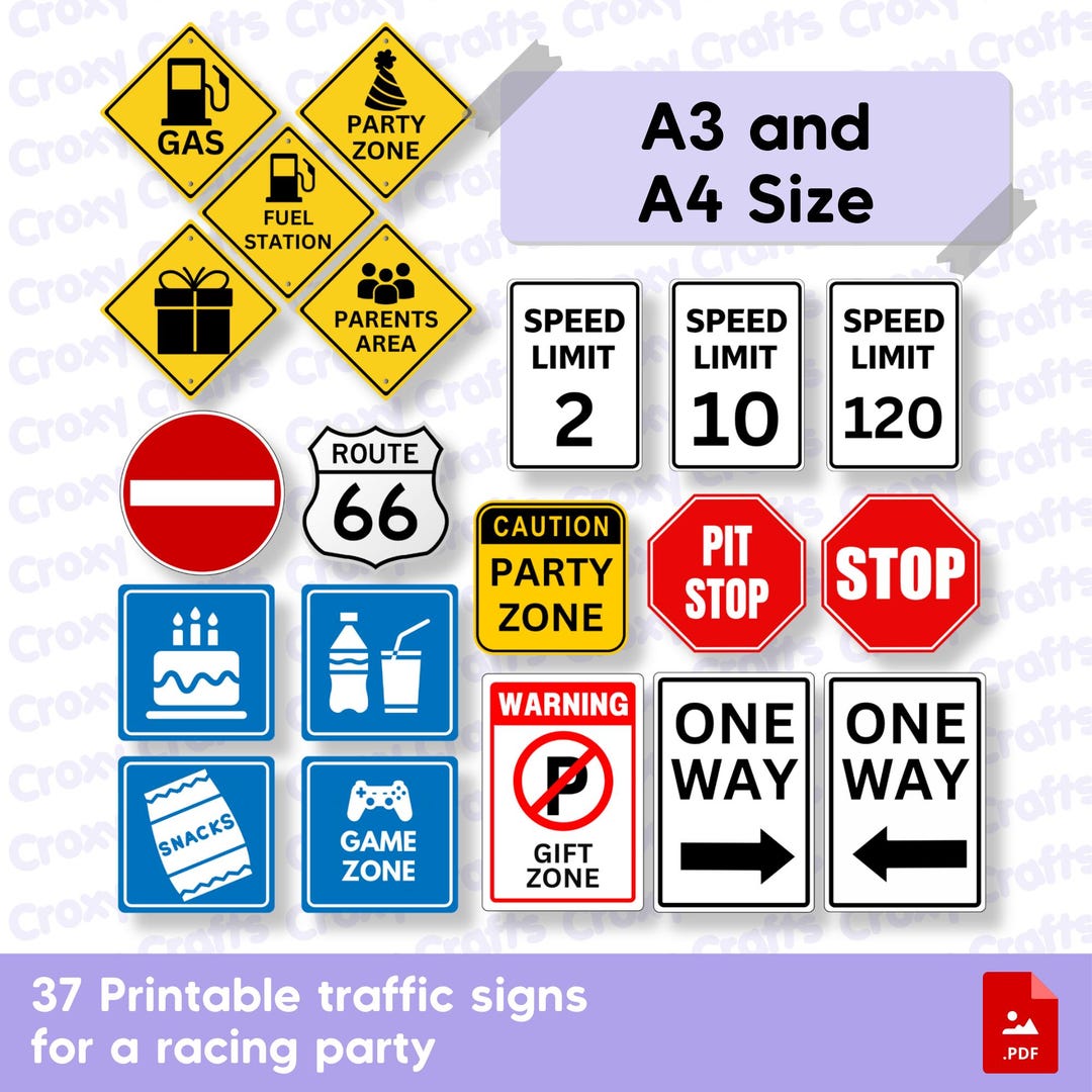 Racing-themed Party Signs Custom Decor for Race Day Celebrations / A4 ...