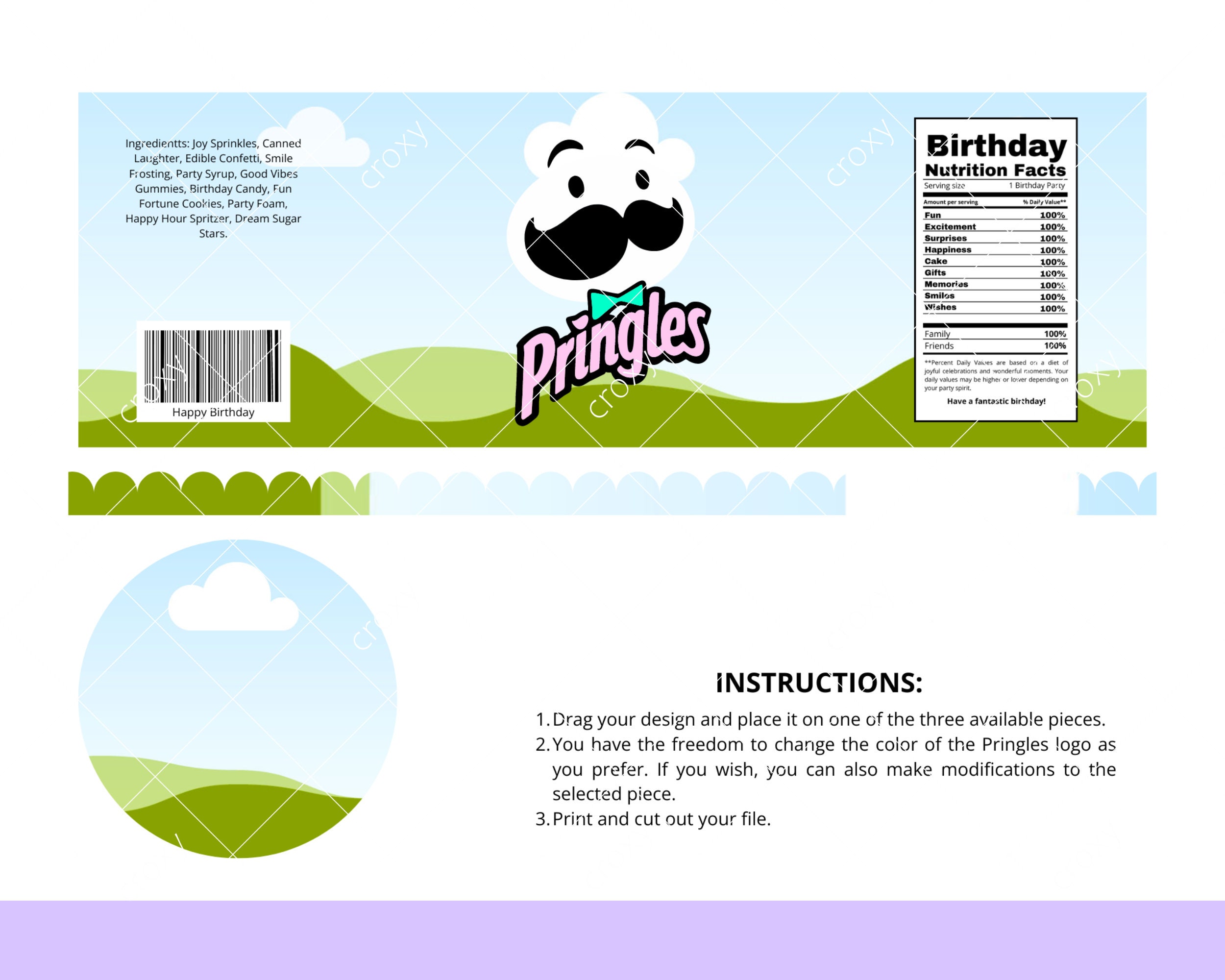 Pringles Label for Shaker / Pringles Can / Canva Template - Etsy