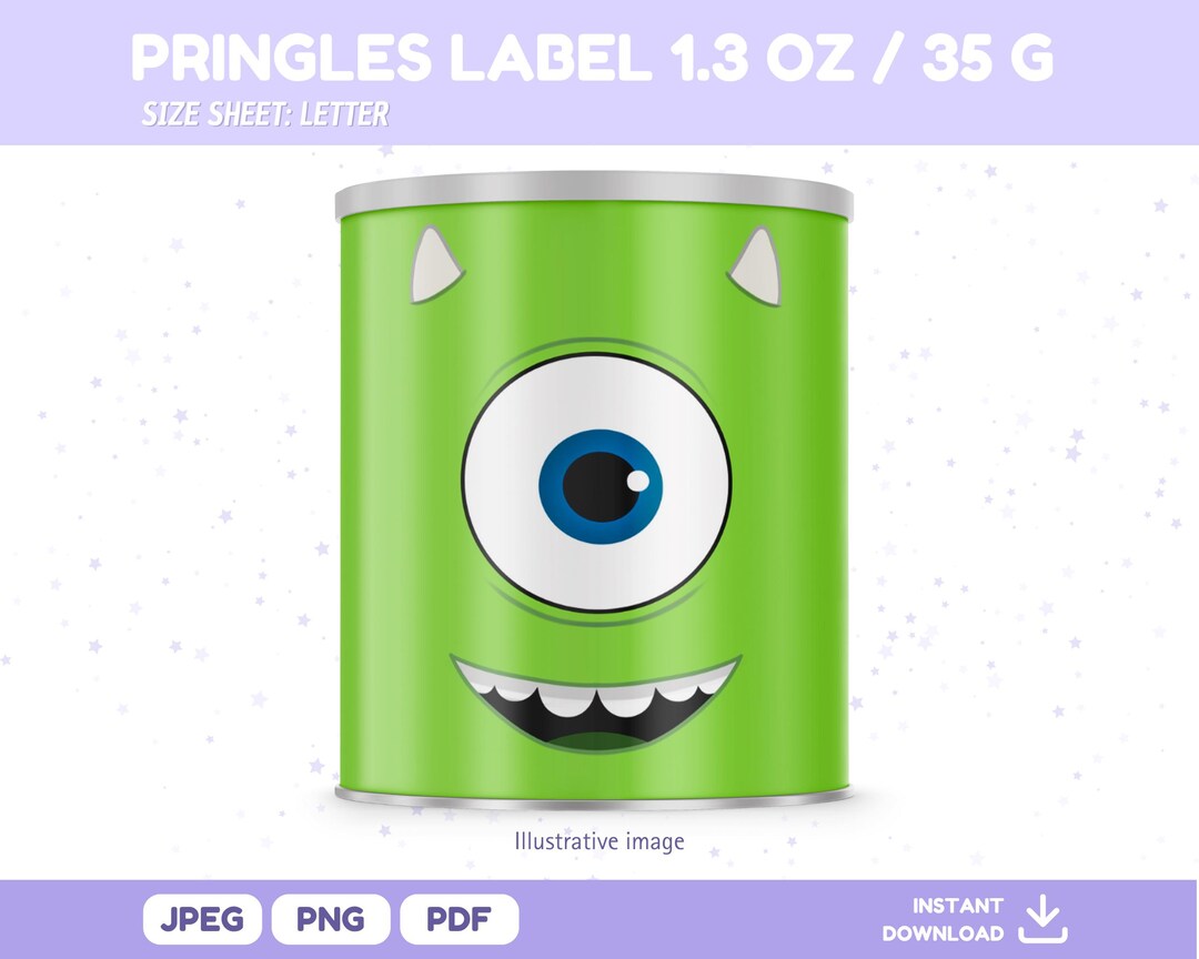 Pringles Party Labels 1.3 Oz 37 G / PDF PNG JPEG / Snack Can Tube ...