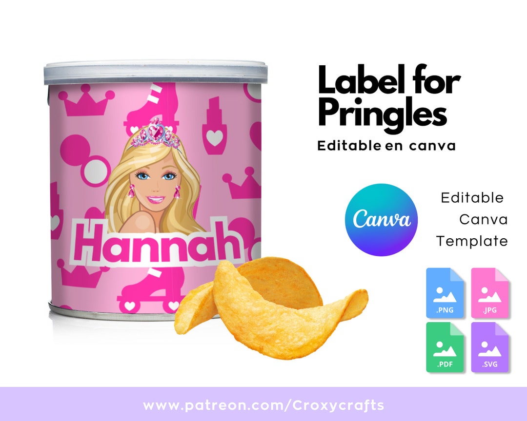 Barbie Pringles Label / Editable Canva - Etsy