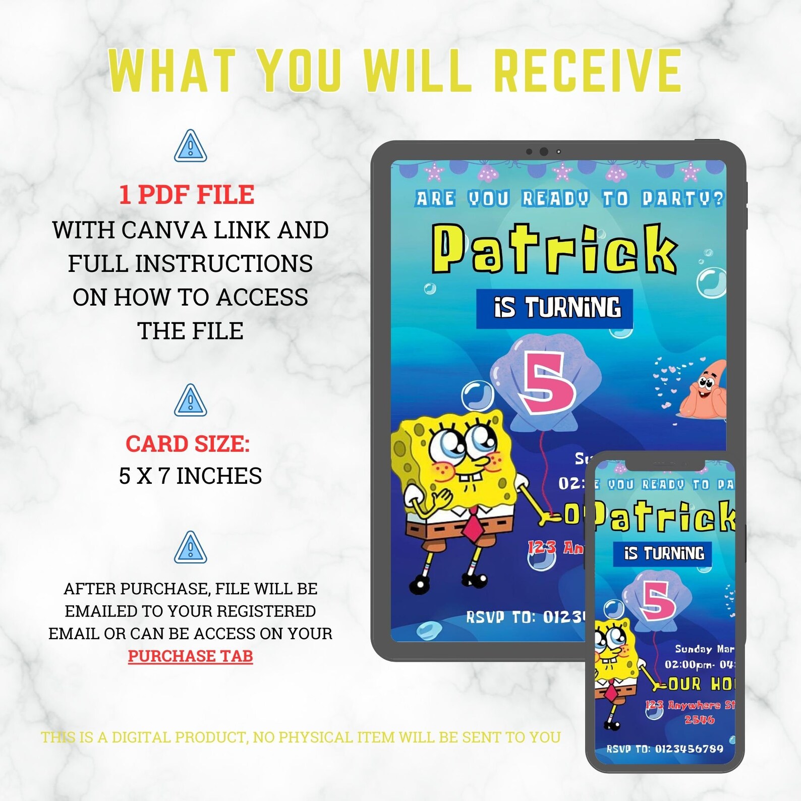 Cartoon Anime Invitation Cartoon Invitation Sponge Birthday Invitation ...