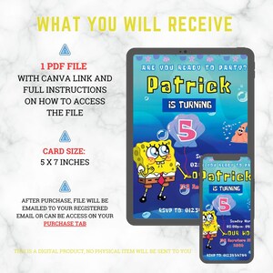 Cartoon Anime Invitation Cartoon Invitation Sponge Birthday Invitation ...