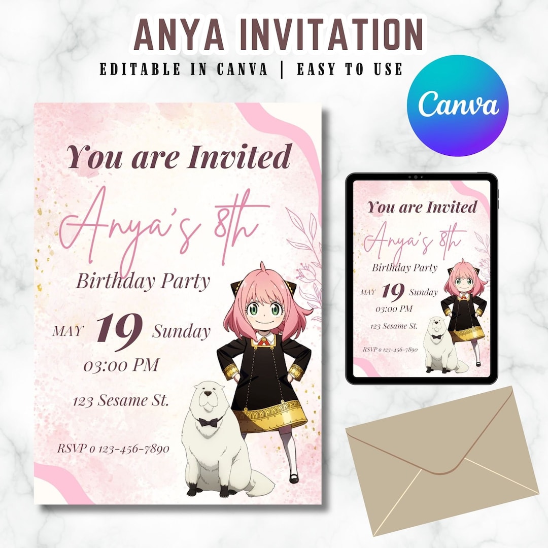 Anime Manga Invitation Anime Invitation Anya Birthday Invitation ...