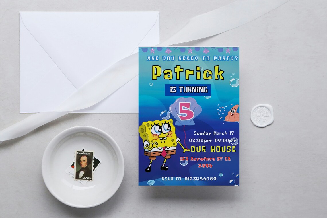 Cartoon Anime Invitation Cartoon Invitation Sponge Birthday Invitation ...