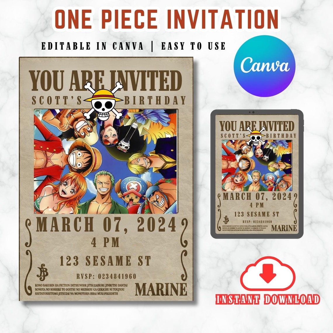 Anime Manga Invitation Anime Invitation Birthday Invitation ...