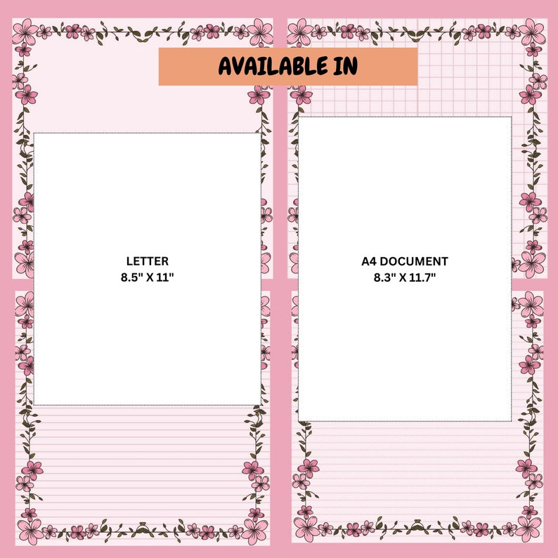 Flowers Memo Pad Digital Memo Pad Printable Memo Pad Instant Download ...