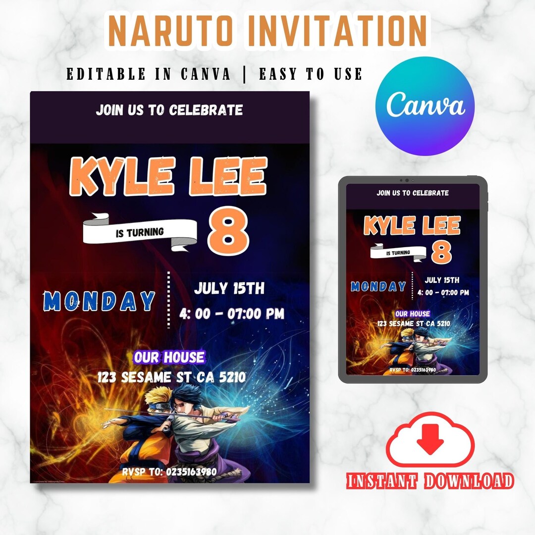 Anime Manga Invitation Anime Invitation Manga Birthday Invitation ...