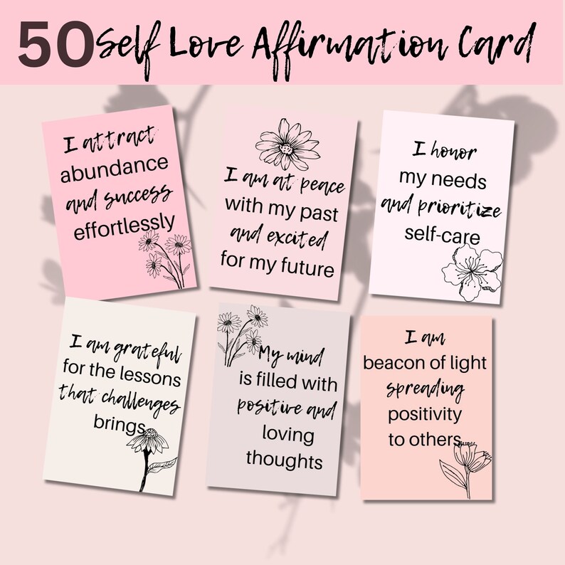 50 Affirmation Cards, Self Love Affirmation, Self Growth Affirmation ...