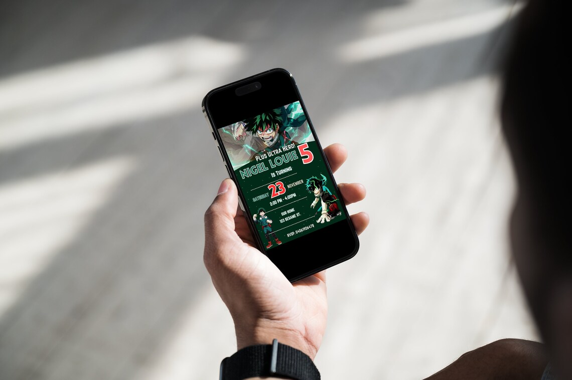 Manga Invitation Anime Invitation Hero Classa Deku Birthday Invitation ...