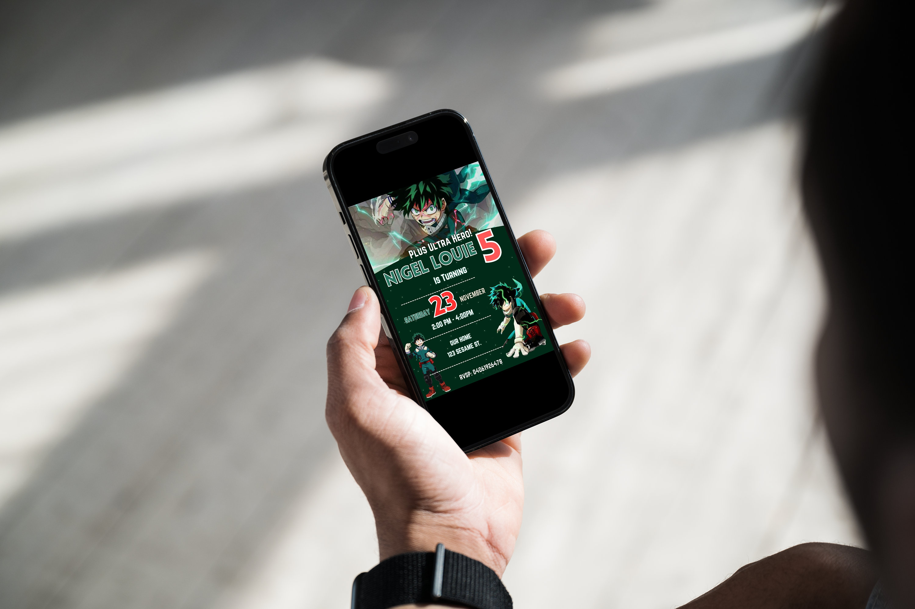 Manga Invitation Anime Invitation Hero Classa Deku Birthday Invitation ...