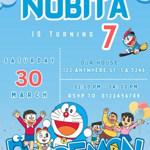 Cartoon Anime Invitation Anime Invitation Nobi Birthday Invitation ...