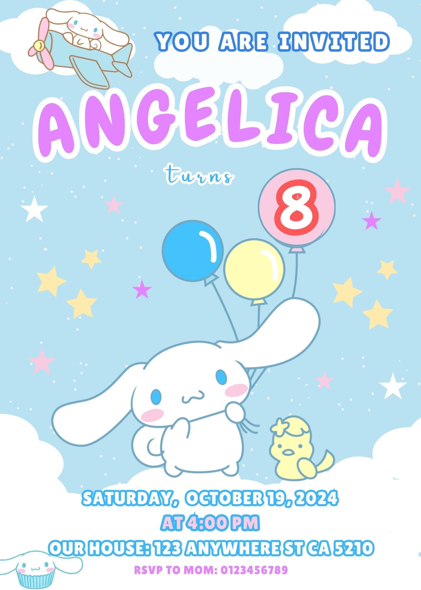 Cartoon Invitation Anime Invitation Themed Birthday Invitation ...