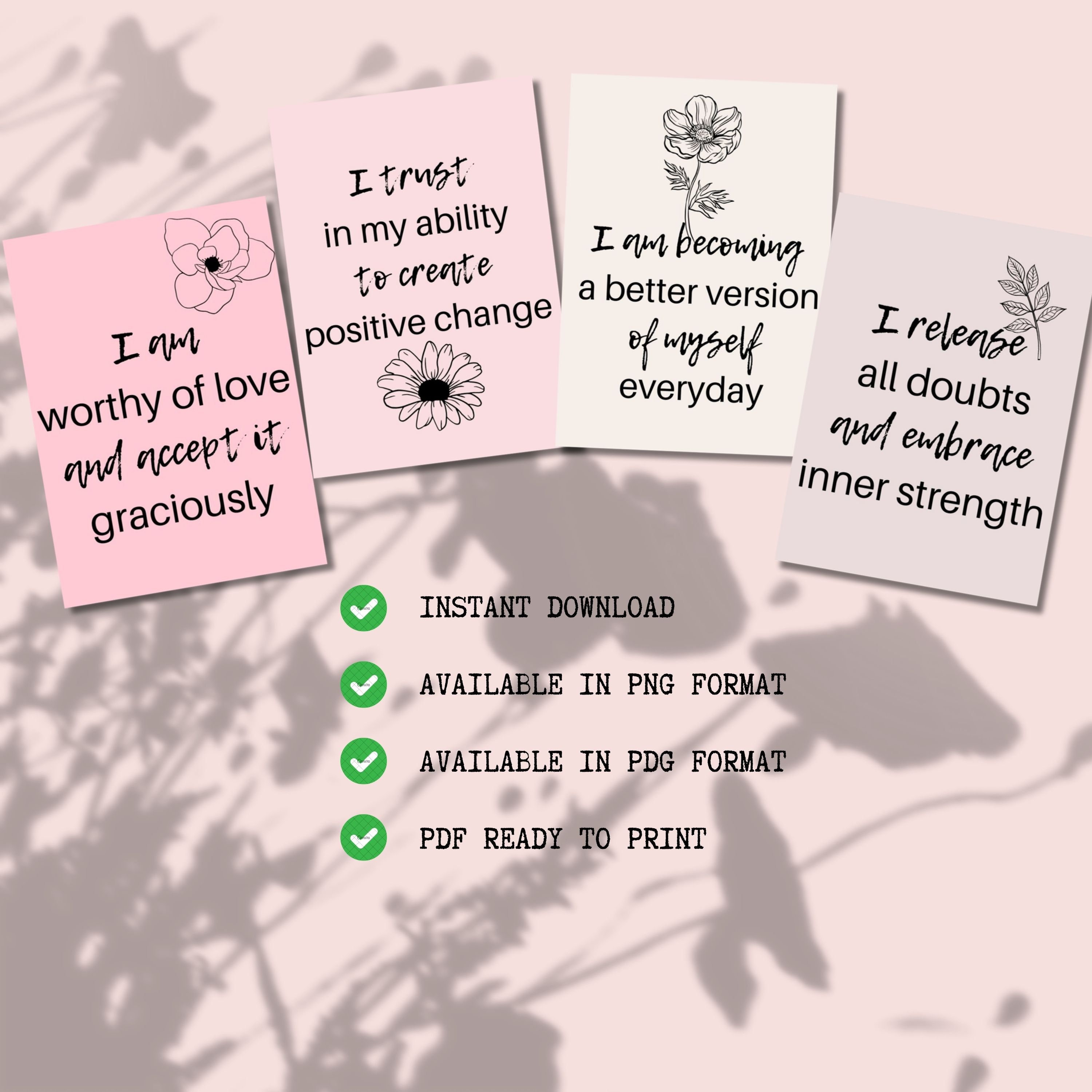 50 Affirmation Cards, Self Love Affirmation, Self Growth Affirmation ...