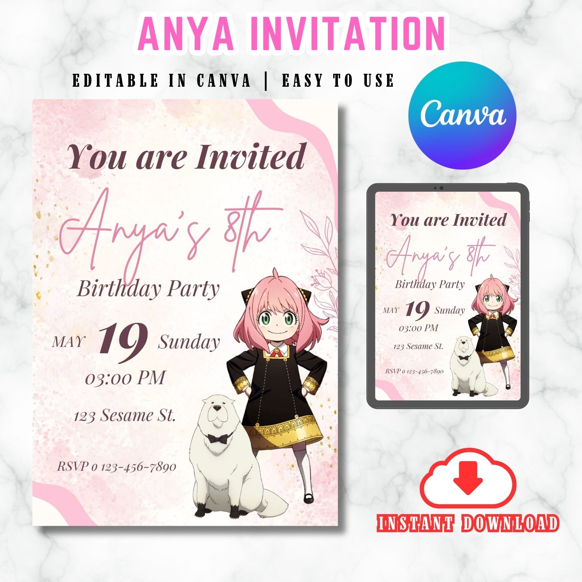 Anime Manga Invitation Anime Invitation Anya Birthday Invitation ...